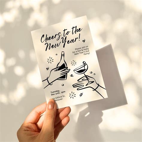 New Years Eve Party Invitation Template Editable Whimsical Hand Drawn