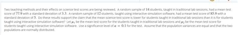 Solved Two Teaching Methods And Their Effects On Science