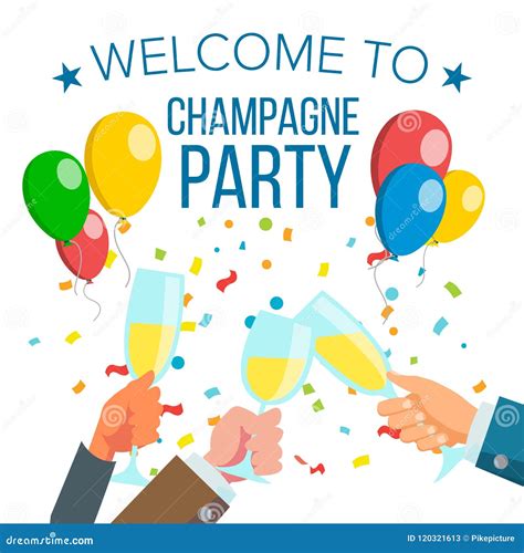 Champagnes Office Party Vector Champagne Bottle Confetti Explosion