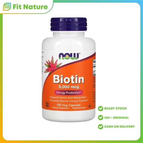 Jual Vitamin NOW BIOTIN 5000 mcg 120 Veggie Kapsul | Shopee Indonesia