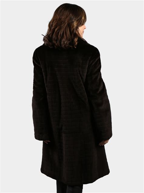 Womans Brown Sheared Mink Fur Stroller Estate Furs