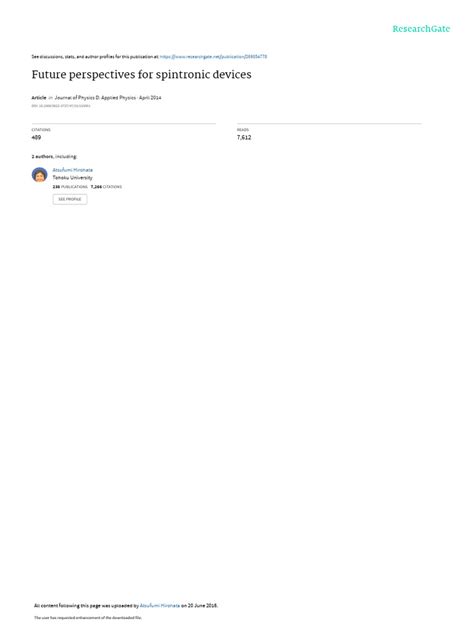 Futureperspectivesforspintronicdevices Pdf Ferromagnetism
