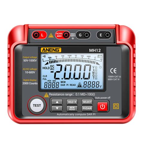 Aneng Mh12 Megger Meter ความต้านทานฉนวนดิจิตอลเครื่องทดสอบ Ac