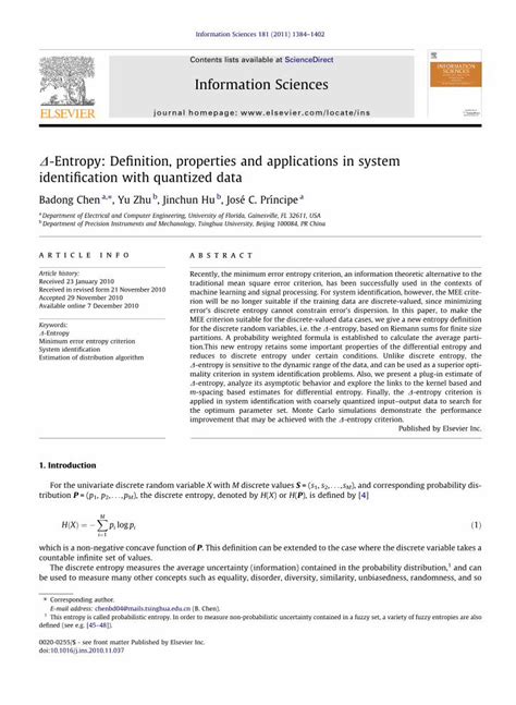 Pdf Δ Entropy Definition Properties And Applications In System