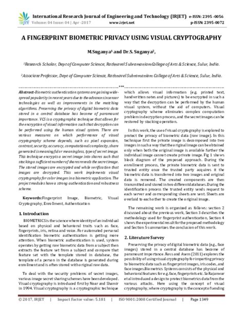 Pdf A Fingerprint Biometric Privacy Using Visual Cryptography Irjet