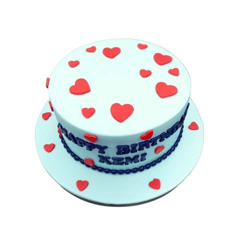 Red Heart Topped Birthday Cake