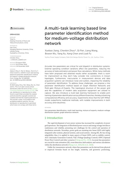 Pdf A Multi Task Learning Based Line Parameter Identification Method For Medium Voltage