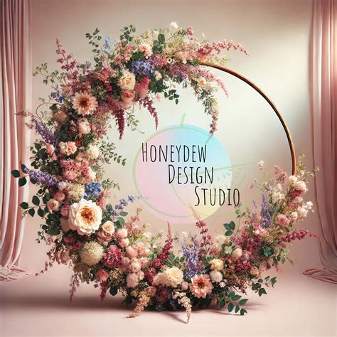 Floral Hoop Maternity Digital Backdrop Bundle Set Of 5 Elegant Flower