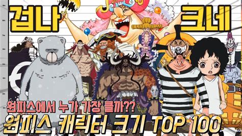 원피스 애니 캐릭터 크기 키 순위 Top 100 가장 큰 캐릭터는 누구일까 Youtube