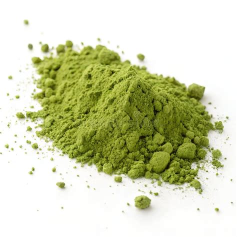 Fresh Green Matcha Powder Isolated On White Background Stock