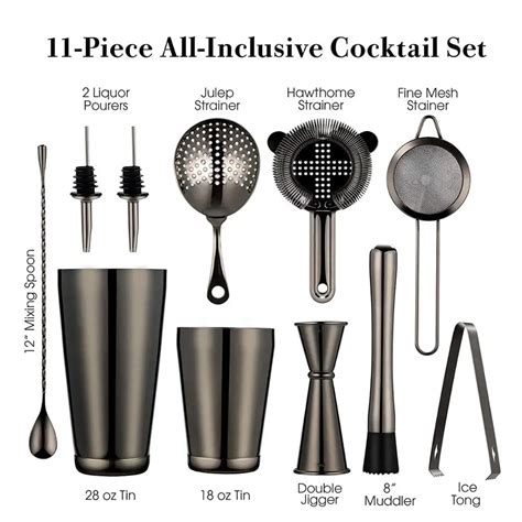 Cocktail Shaker Bar Set 2 Weighted Boston Shakers Cocktail Strainer