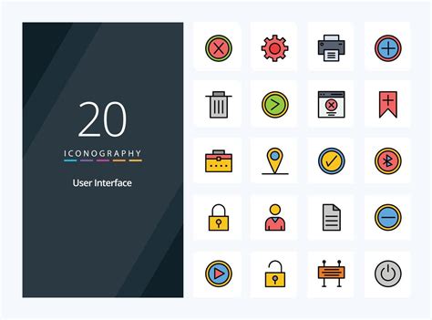 20 user interface line filled icon for presentation 18363524 vector art