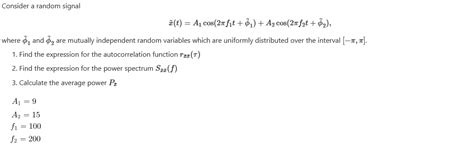 Solved Consider A Random Signal Provided In The Picture Chegg