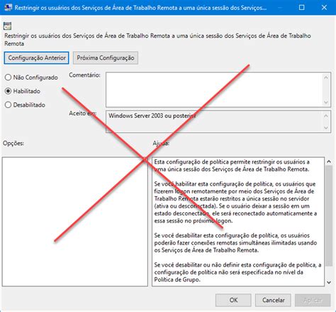 terminal services rdp — limitar uma sessão por usuário