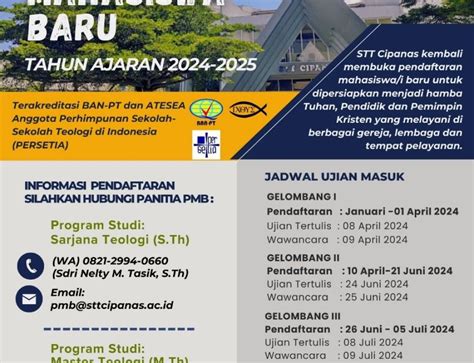 Penerimaan Mahasiswa Baru Sekolah Tinggi Teologi Cipanas