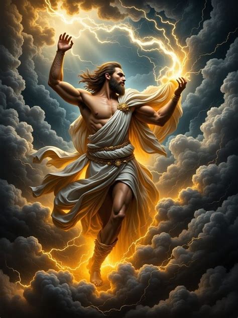 Zeus Hurling A Thunderbolt Zeus Unleashing Thunderbolt In