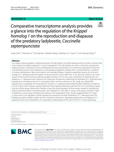 Pdf Comparative Transcriptome Analysis Provides A Glance Into The Regulation Of The Krüppel