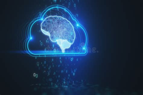 artificial intelligence hardware concept glowing cloud brain and