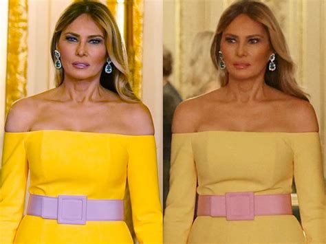 Melania Trumps Yellow Dress And Purple Belt Combo Sparks Colour Debate
