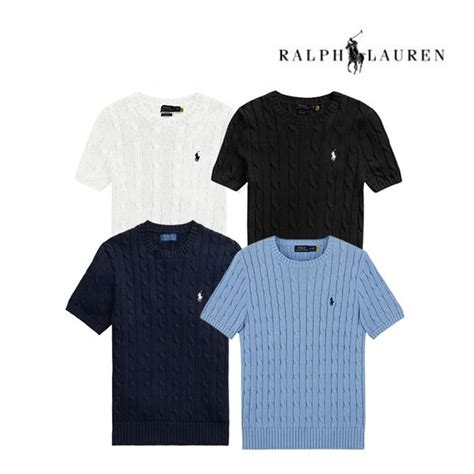 Polo [랄프로렌 폴로] 로고 코튼 케이블 여성 반팔 니트 핫트랙스