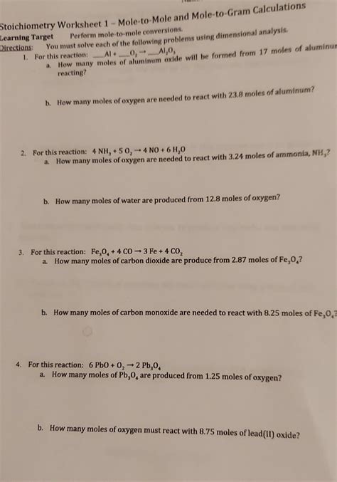 Stoichiometry Practice Problem Set For Chemistry Worksheets Library