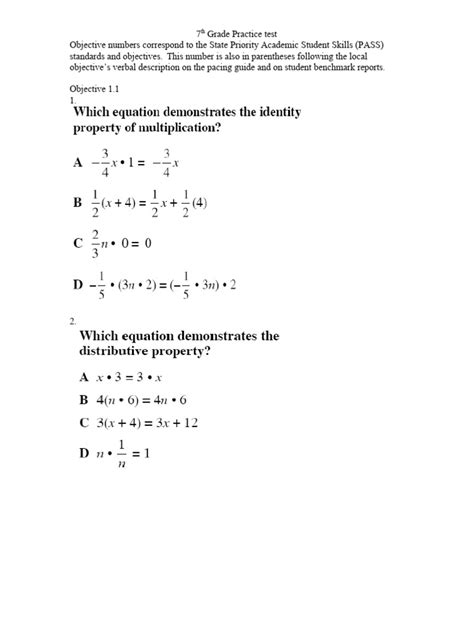 7th Grade Practice Test Pdf