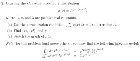 Solved Consider The Gaussian Probability Distribution Rho Chegg