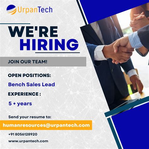 Urpan Technologies On Linkedin Benchsaleslead Jobopenings Hiringnow Salesandmarketingjobs