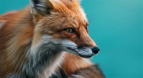 A Mesmerizing Fox Portrait Against A Teal Backdrop Generated Using Ai Stock Illustration