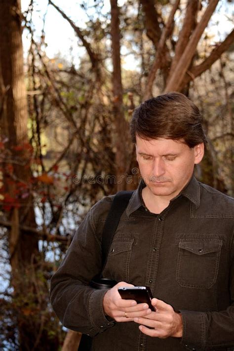 Man Using His Cellphone Stock Image Image Of Outdoors 48140697