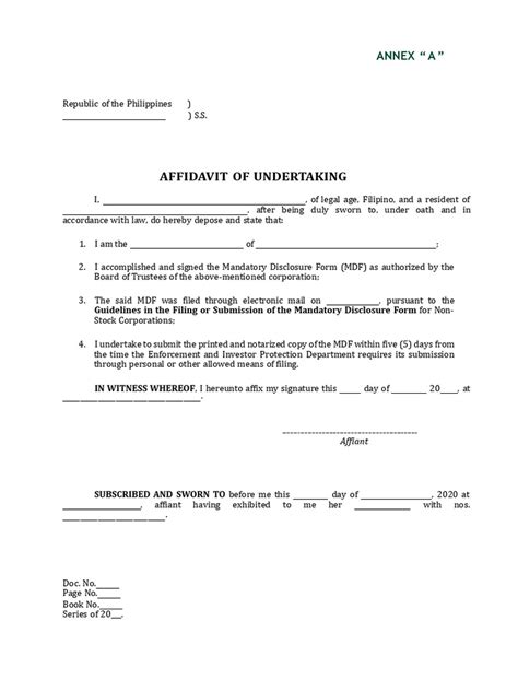 Sec Affidavit Of Undertaking Pdf