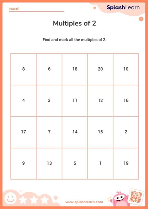 Multiples Of 2 Worksheet