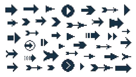 Setas De Pixel De 8 Bits Vetor Grande Conjunto De ícones Coleção De