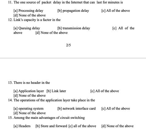 solved 11 the one source of packet delay in the internet
