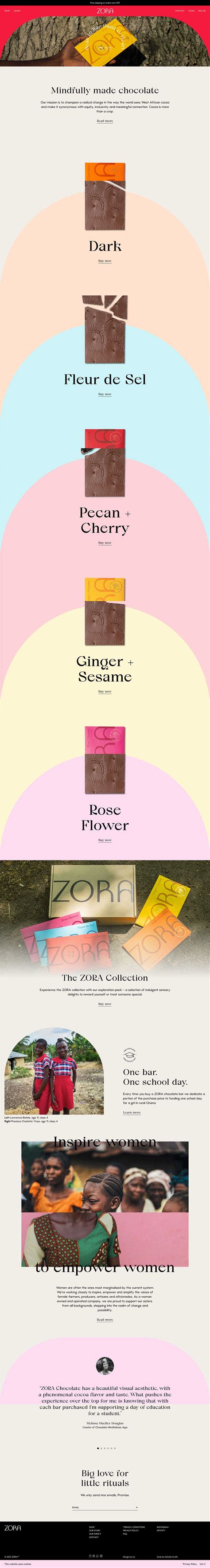 Zora Chocolate WordPress Website Built Using WooCommerce Custom Theme