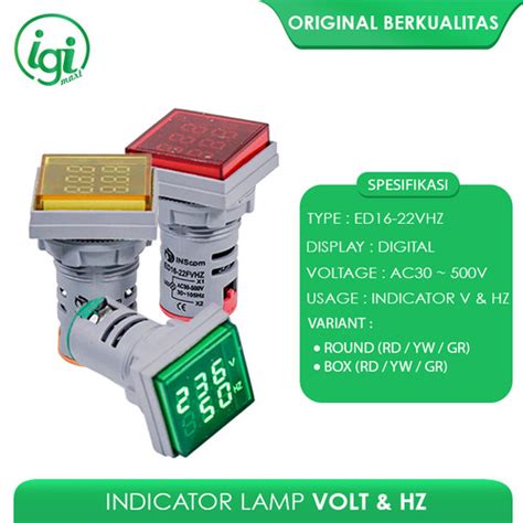 Jual PILOT LAMP DISPLAY VOLT HZ KOTAK INDICATOR LED WITH V HZ BOX Kuning Kota Surabaya