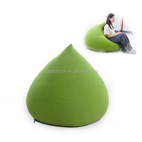 Green Color One Seat Droplet Shape Bean Bag Cover Lazy Sofa Chair For