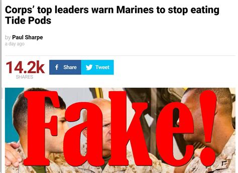 Fake News Corps Top Leaders Did Not Warn Marines To Stop Eating Tide