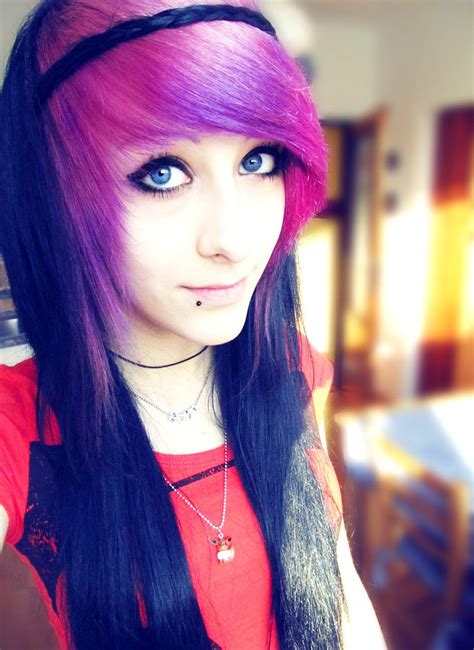 Purple And Black Hair Emo Scene Hair Emo Girl Hairstyles Emo Hair