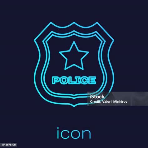 綠松石員警徽章線圖示隔離在藍色背景警長徽章標誌向量插圖向量圖形及更多偵探 人的角色圖片 偵探 人的角色 外型 形狀 Istock