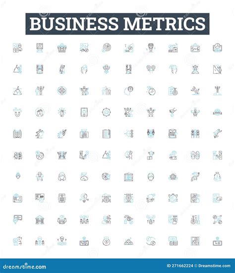 Business Metrics Linear Icons Set Kpi Performance Analytics