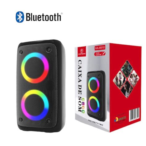 Caixa De Som Portátil Bluetooth Grande Com Led Rgb Luzes Pendrive Usb