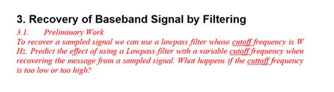 Solved 3 Recovery Of Baseband Signal By Filtering 3 1