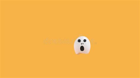 Flying Eggshell Ghost On An Orange Background As A Halloween Concept