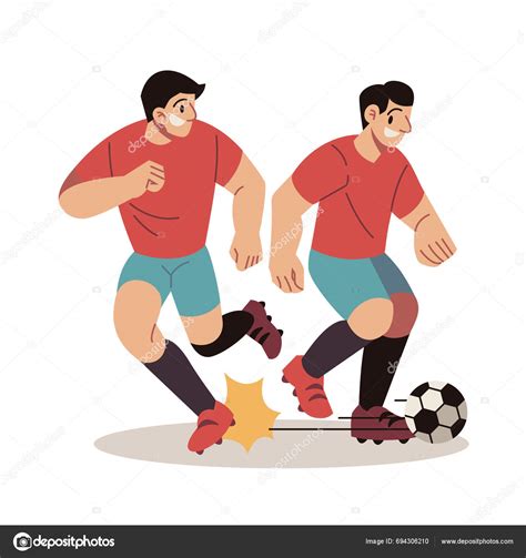 Soccer Player Passing Ball Teammate Vector Cartoon Illustration Stock