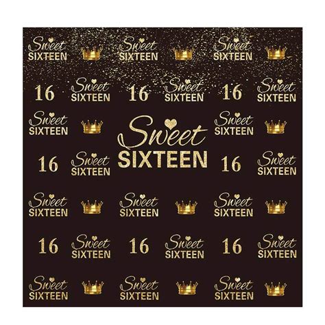 Buy Allenjoy 6x6ft Girls Glitter Gold Crown Sweet 16 Backdrop Golden