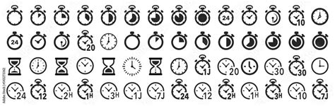 Timer And Clock Icon Set Time Symbol Flat Icon Stopwatch Timer Hourglass Sandglass Timer