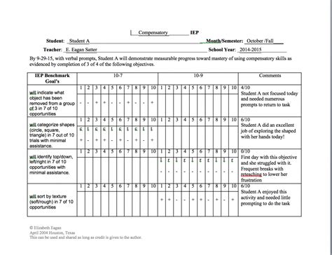 Iep Data Tracking Sheets
