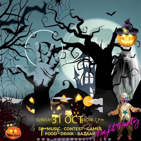 Halloween Calabazas Y Castillo Espeluznante En La Noche De Luna Llena Y
