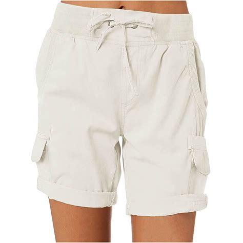 Lenpel Cargo Shorts For Women Lightweight Elastic High Waisted